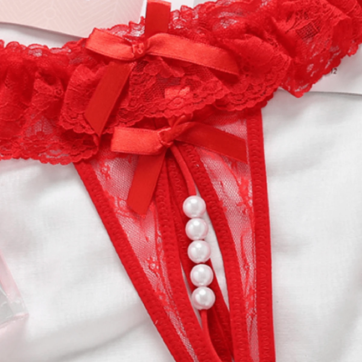 Open Crotch Lace & Pearl Transparent Detachable Pearl Thong, Popular ...