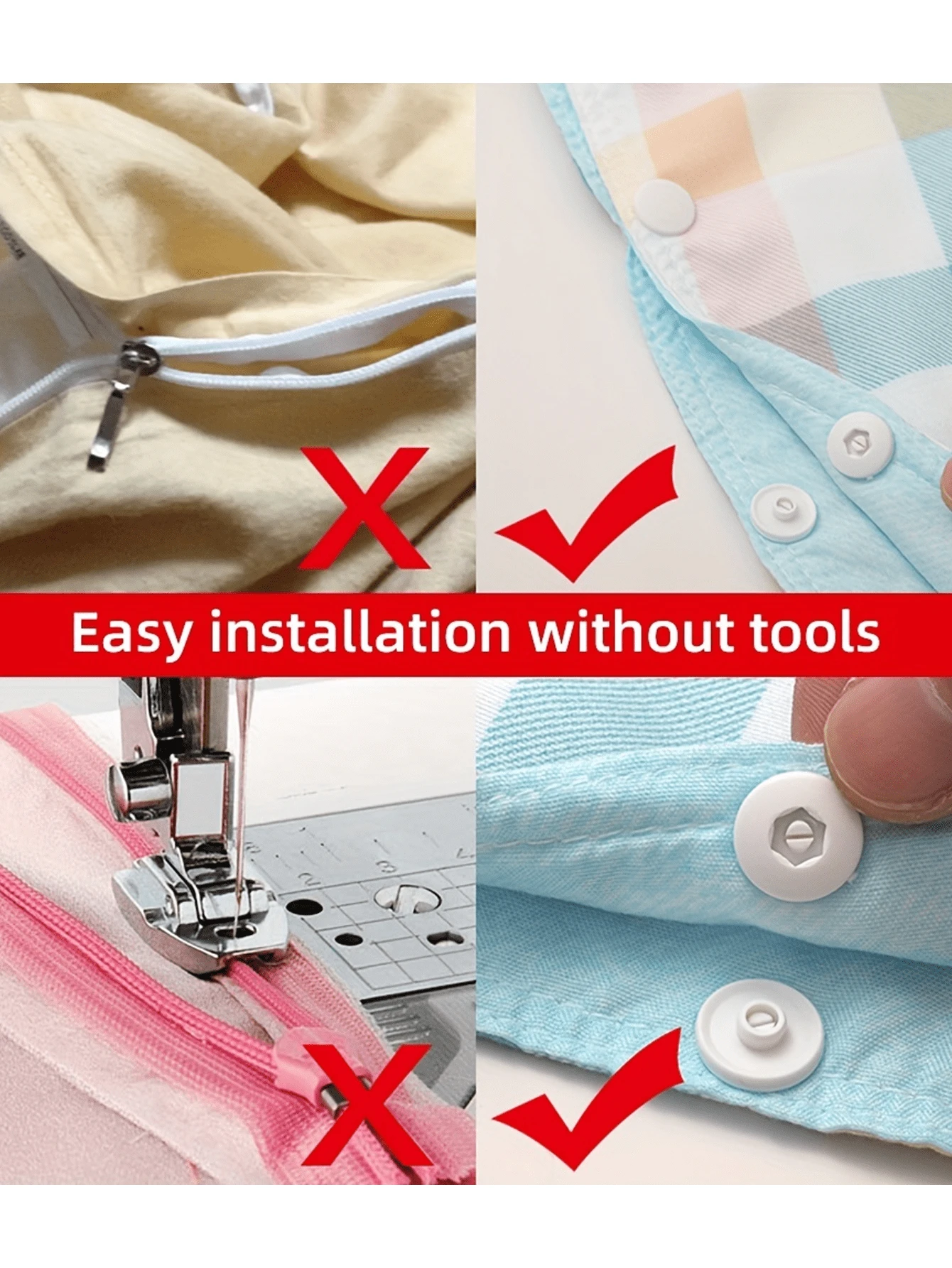 10 Sets Of Press Buttons, Tool-free Buttons, Clothes Duvet Cover ...