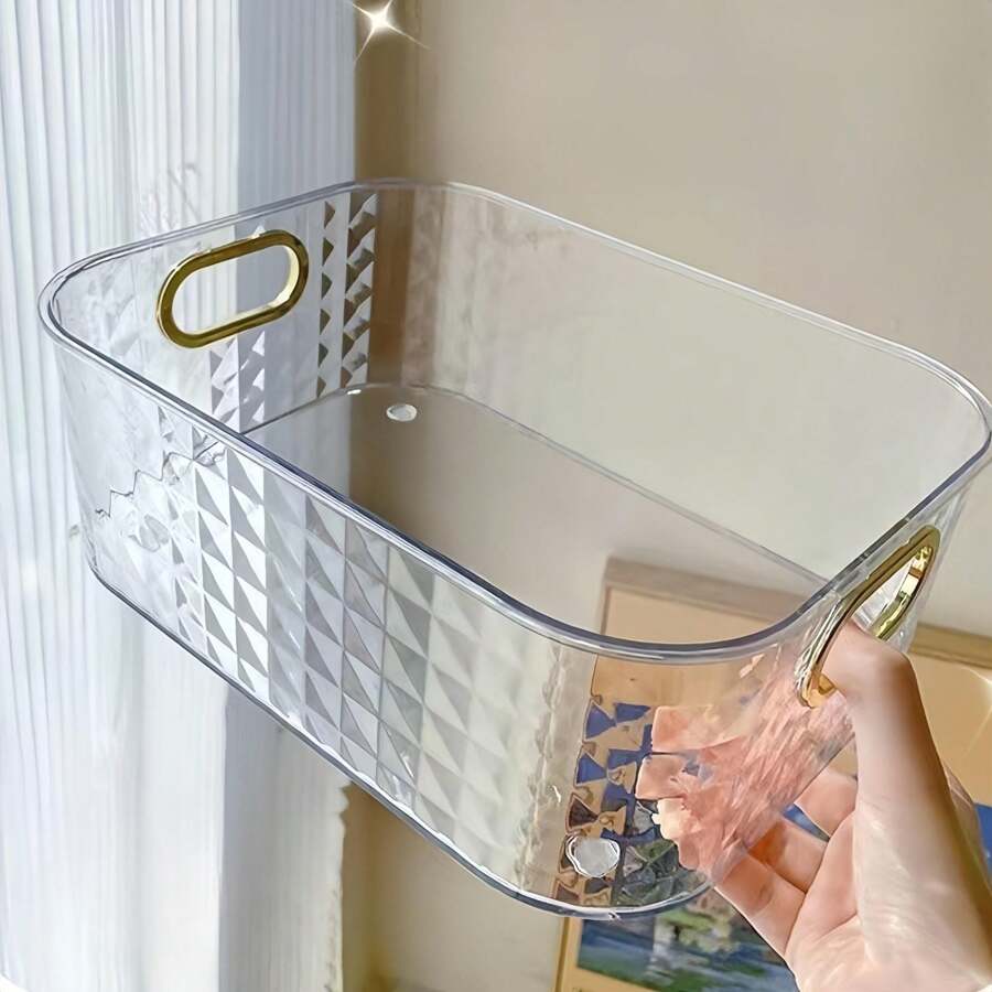 3pcs Transparent Open Storage Bins, Desk Top Makeup, Face Mask ...