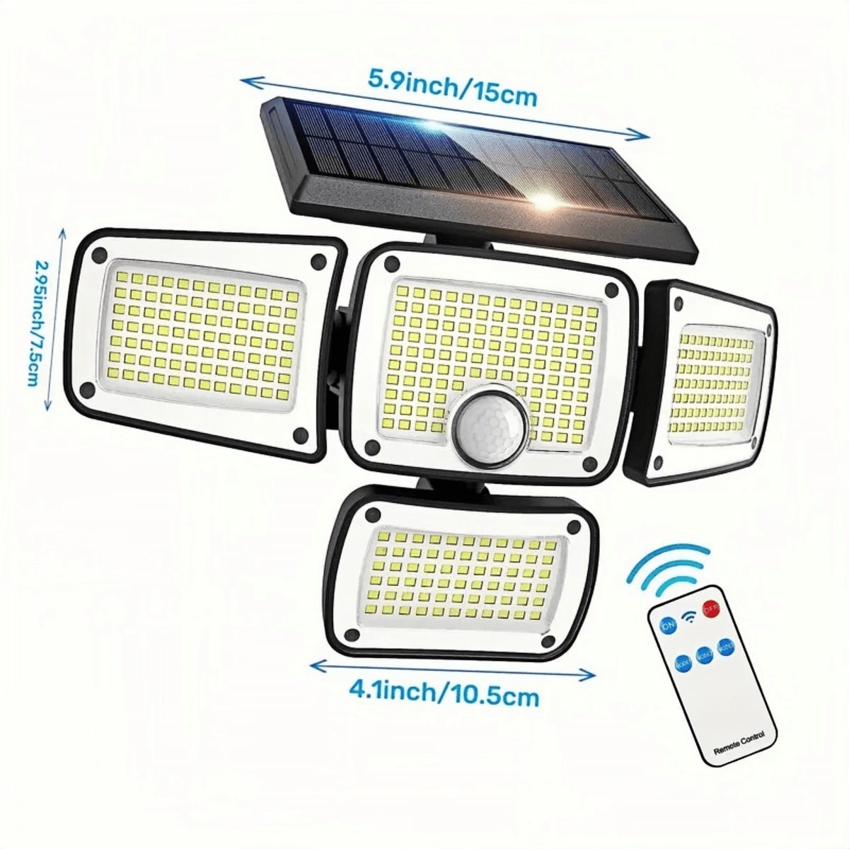 Solar Powered Outdoor Security Light, 346 Led 3000lm Remote Control ...