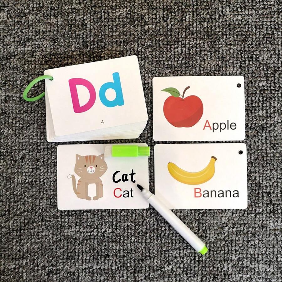 Alphabet Flash Cards - Write and Wipe Laminated ABC Letter Tracing ...