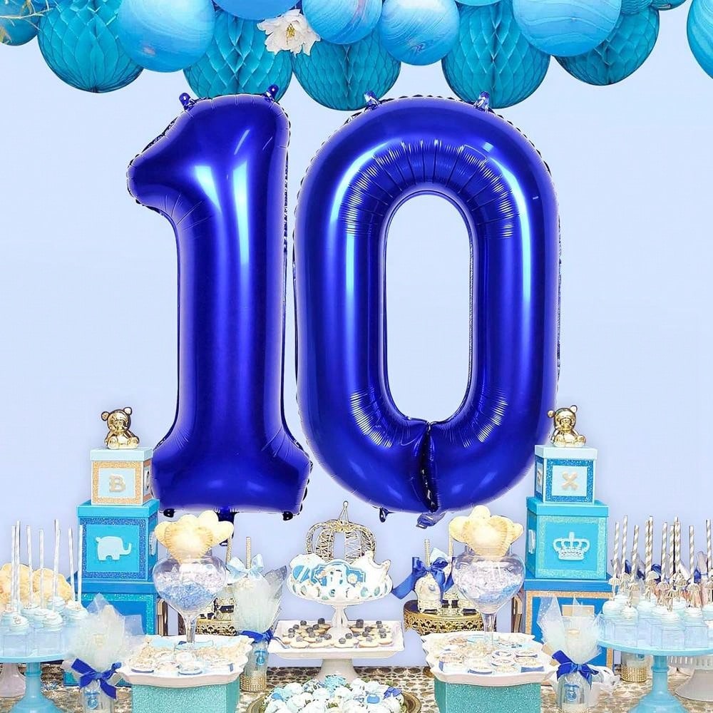 Blue Number 10 Balloon, 40 Inch (about 101.6cm) Large Size Foil Balloon ...