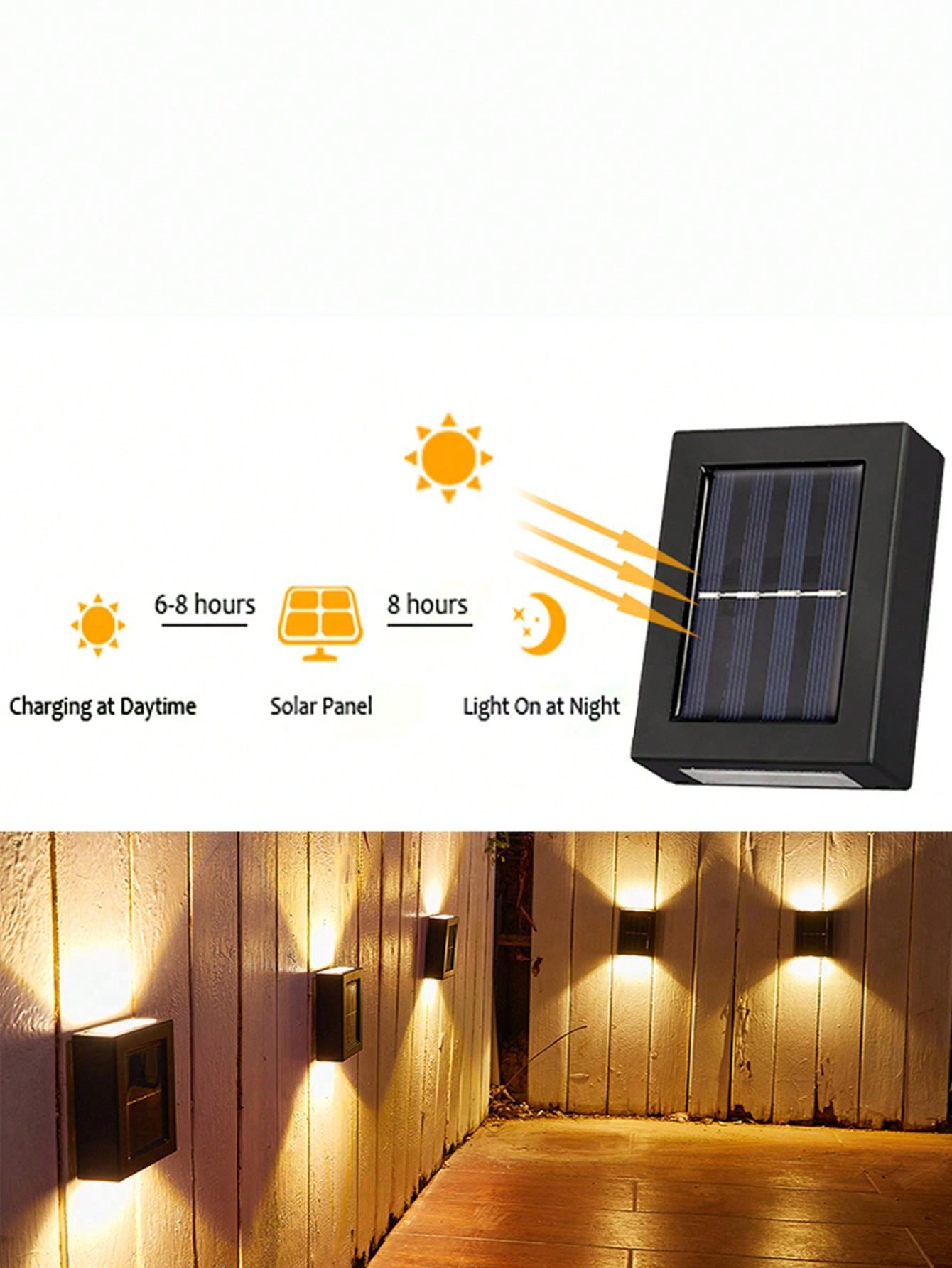 2pcs Solar Powered Wall Mount Led Fence Deck Pathway Garden Patio Stair ...