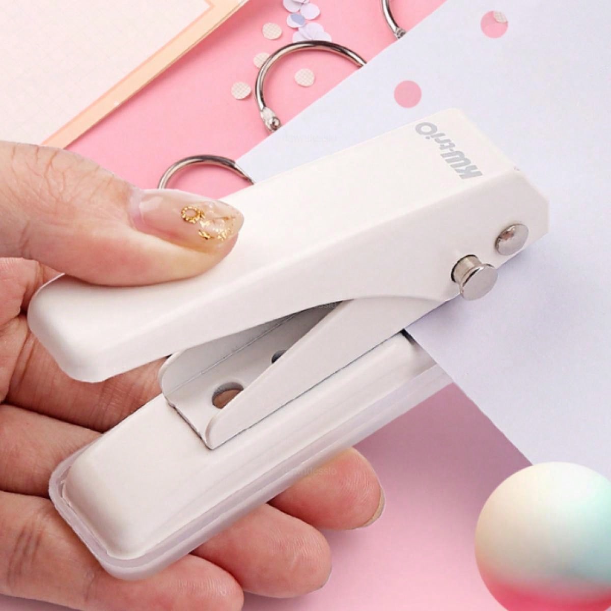 1pc White Single Hole Paper Puncher For Students Diy Crafts And Office ...