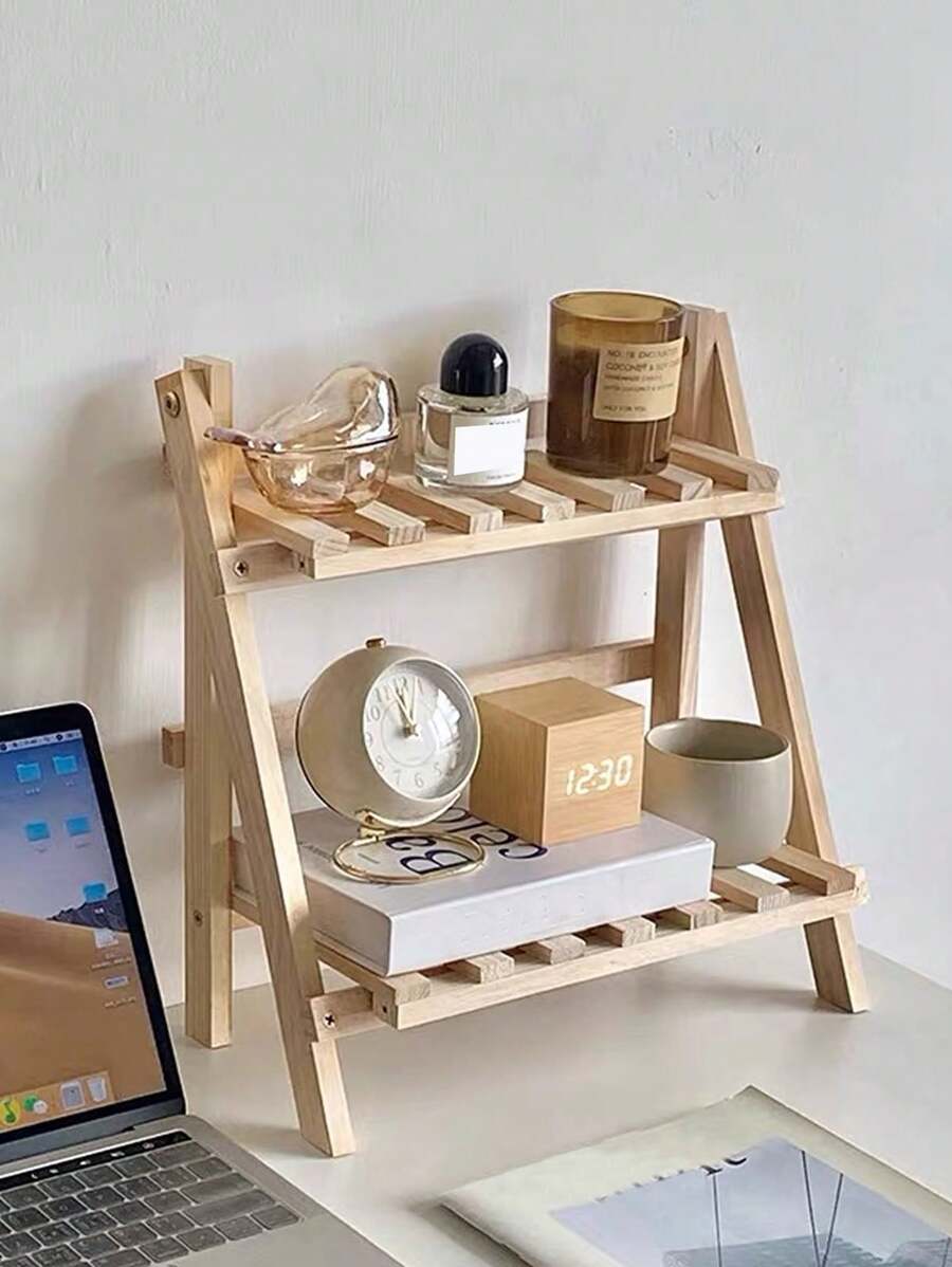 1 Pezzo Semplice Stile Ins Legno Doppio Strato Desktop Storage Rack In ...
