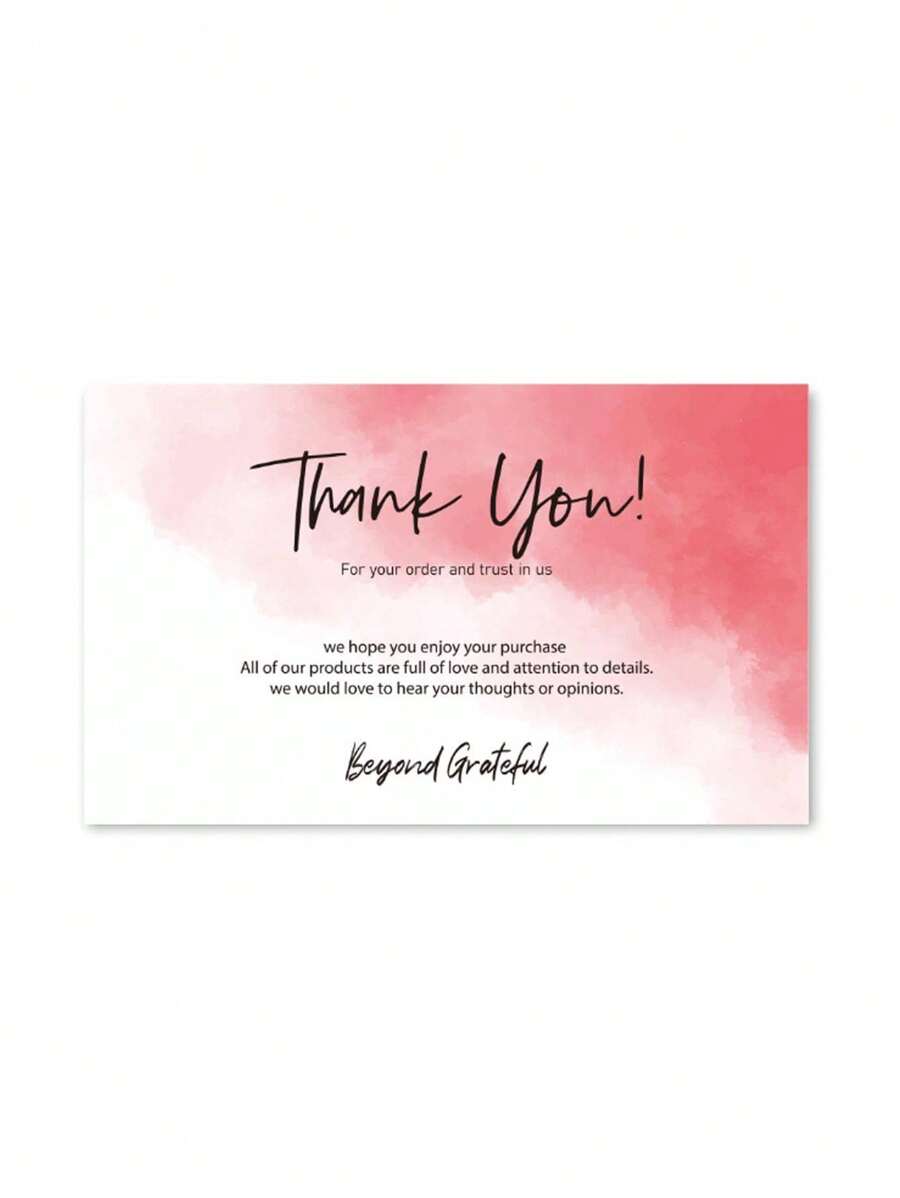 Pink Thank You Card Printed On Copperplate Paper, Appreciation Gift ...