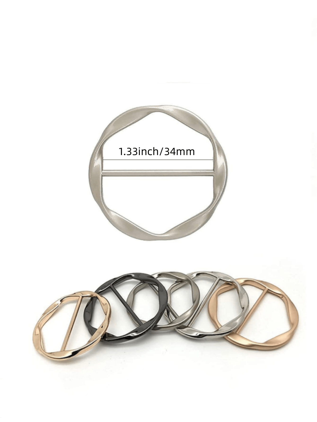 5pcs Gold Scarf Ring Clip T-shirt Tie Clip Metal Round Buckle Clothing ...