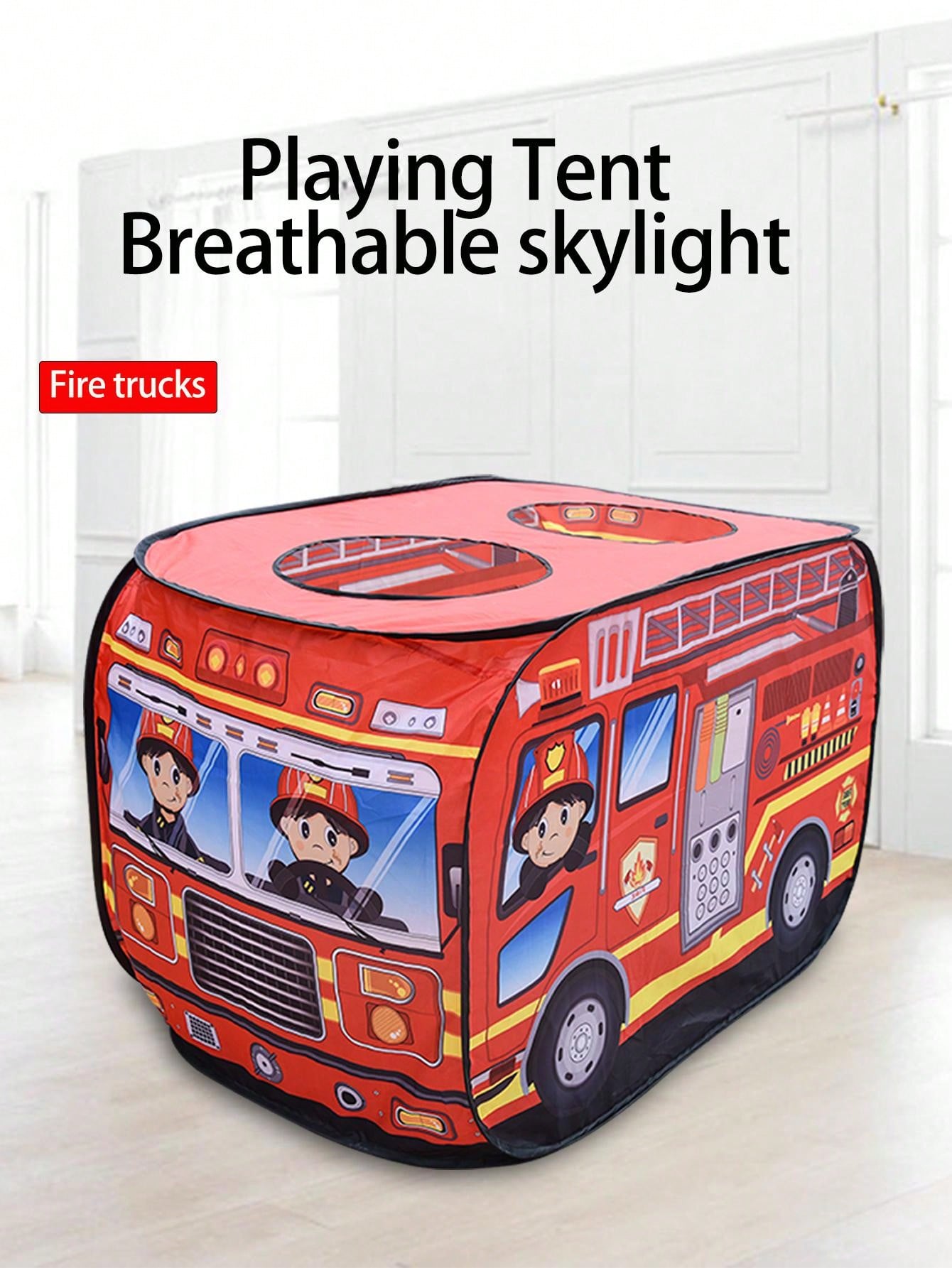 Fire Truck Tent For Kids, Indoor Playhouse Toy Car Game House, Foldable ...