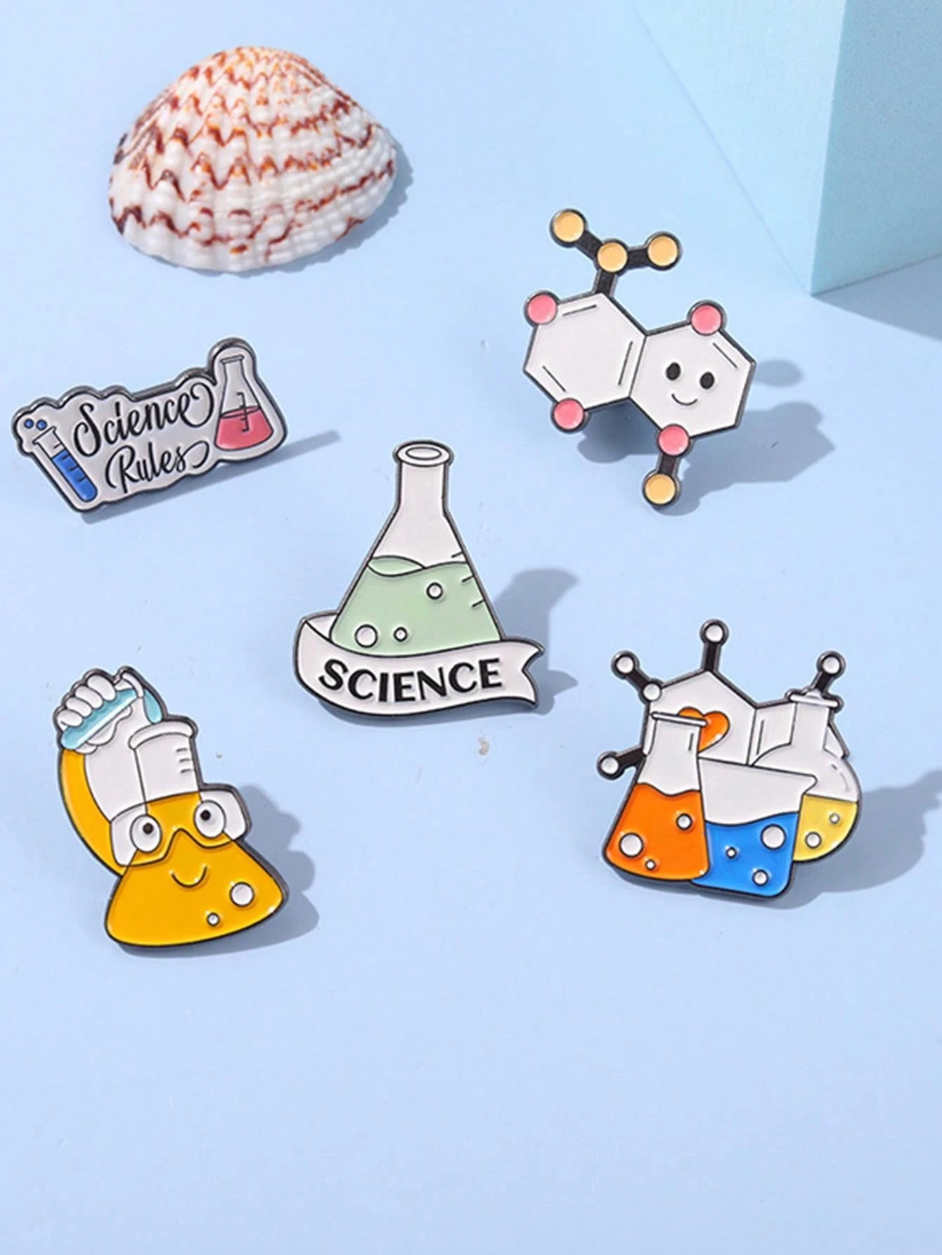 5pcs Chemistry Lab Enamel Pin Custom Brooches for Bag Clothes Lapel Pin Science Experiment Badge ...