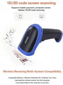 KEFAR KEFAR KR-S8 Blue Wireless 2D Barcode Scanner 2.4G Transmission Automatic Barcode Reader ...