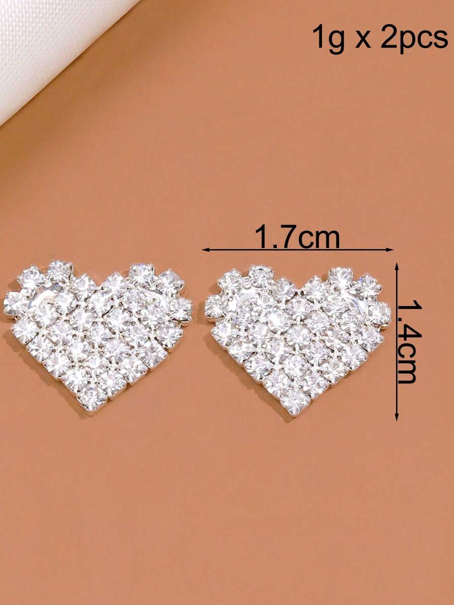 2 Silver Rhinestone Heart-shaped Small Nipple Stickers Cleavage ...