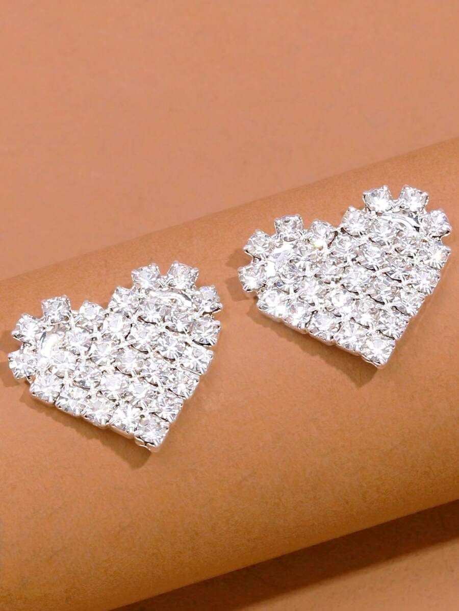 2 Silver Rhinestone Heart-shaped Small Nipple Stickers Cleavage ...