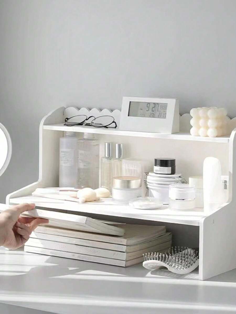 1pc WPC Desktop Storage Rack, Simple White Desktop Organizer For ...