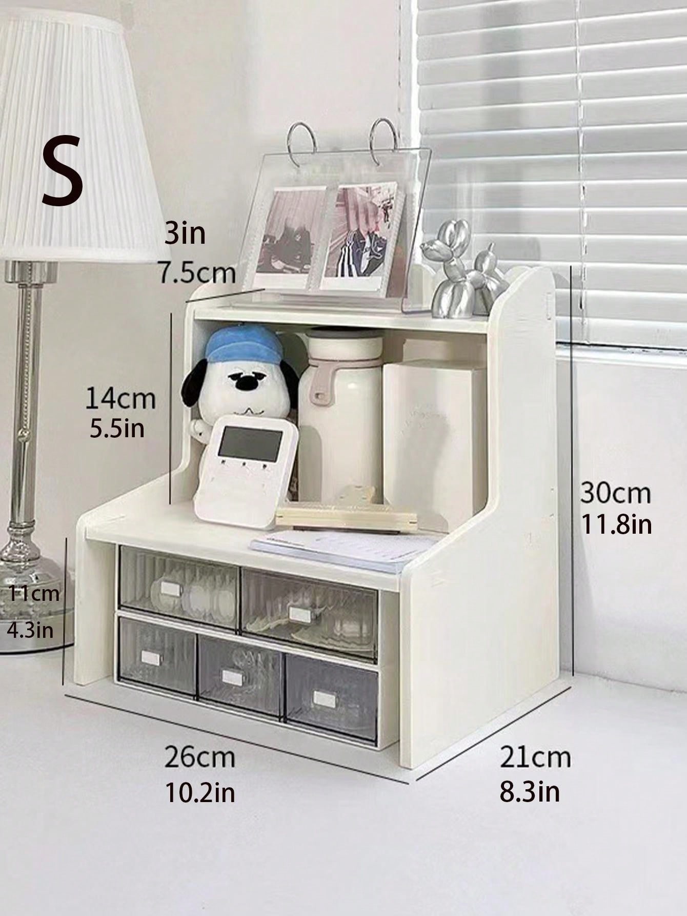 1pc WPC Desktop Storage Rack, Simple White Desktop Organizer For ...