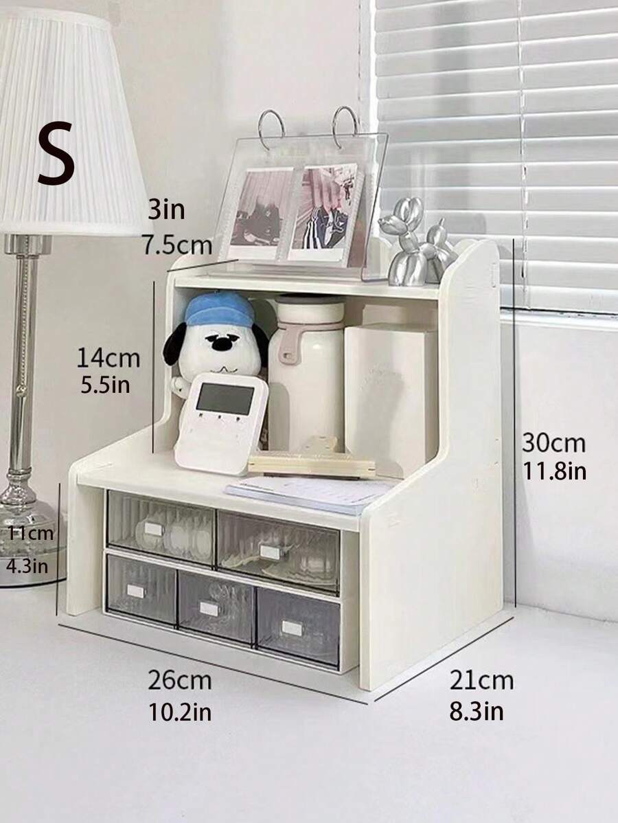 1pc WPC Desktop Storage Rack, Simple White Desktop Organizer For ...