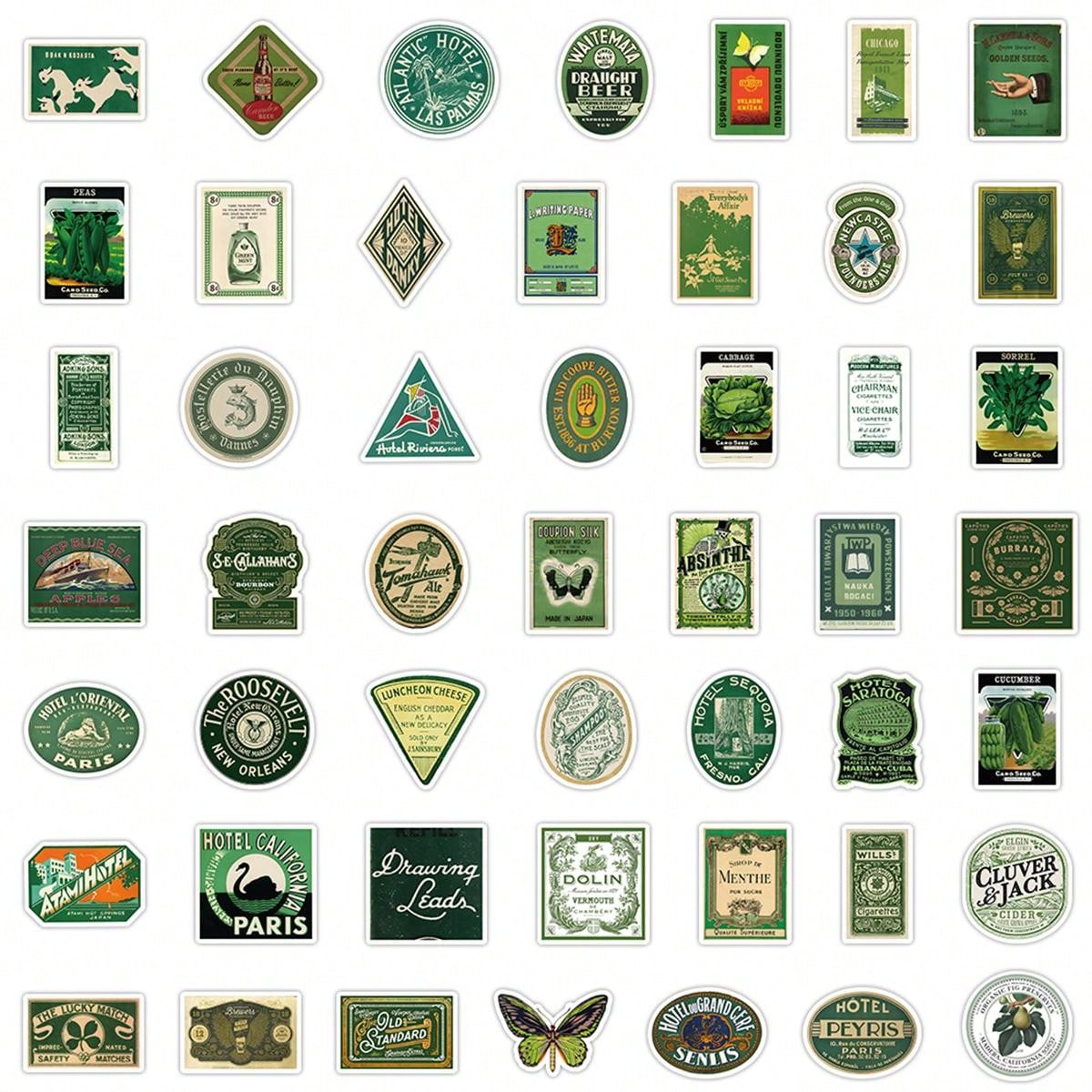 60pcs Green Vintage Stickers | SHEIN USA