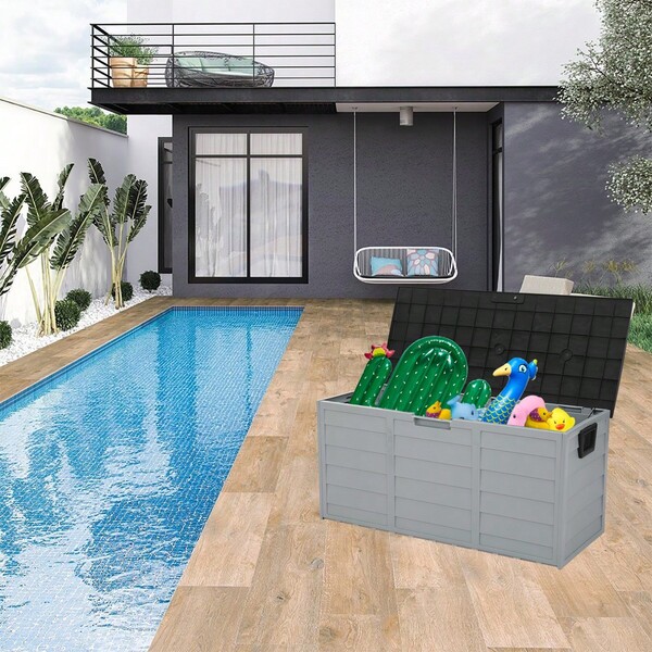 75gal 280L Outdoor Garden Plastic Storage Deck Box With Lockable Seat ...