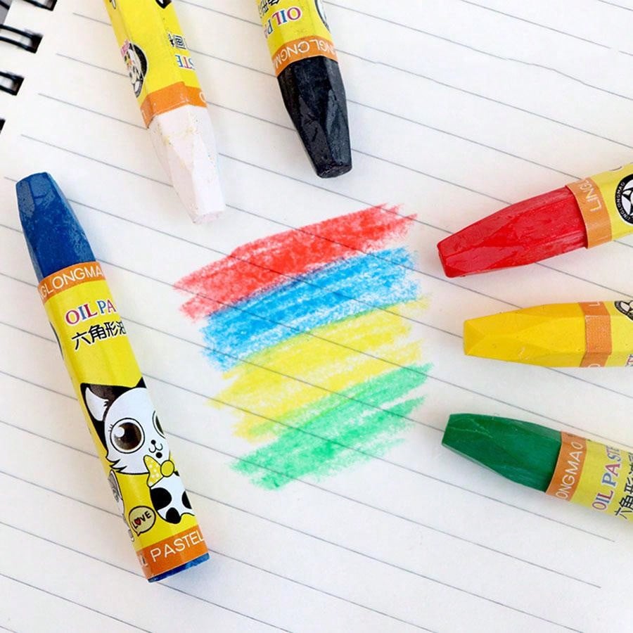 1 Box Of 6-pack Crayons And 1 Box Of 6-pack Cartoon Colorful 6-sided ...