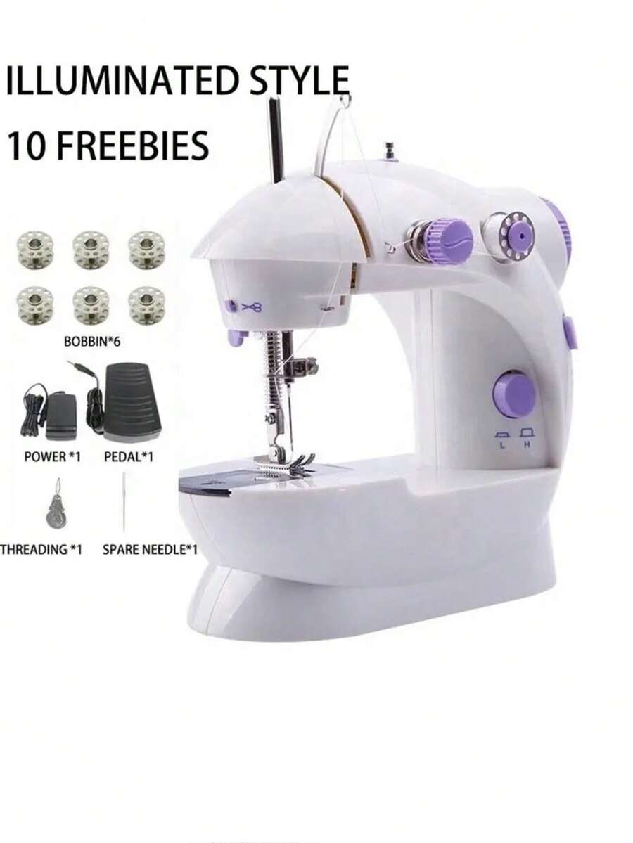 Mini Sewing Machine With Mini Pedal Night Light Portable Home Straight ...