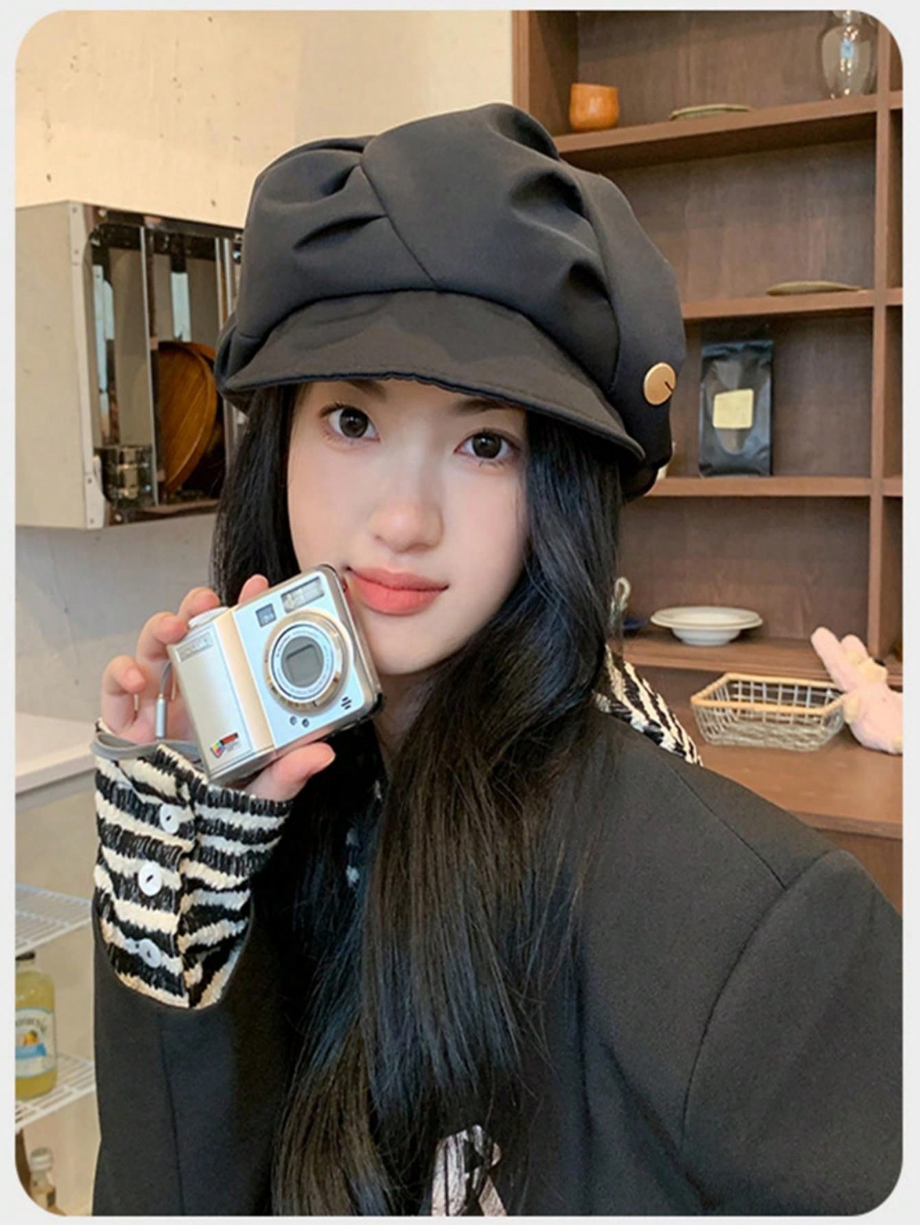 Women's Folded Cloud Octagonal Cap With Multiple Wearing Methods ...