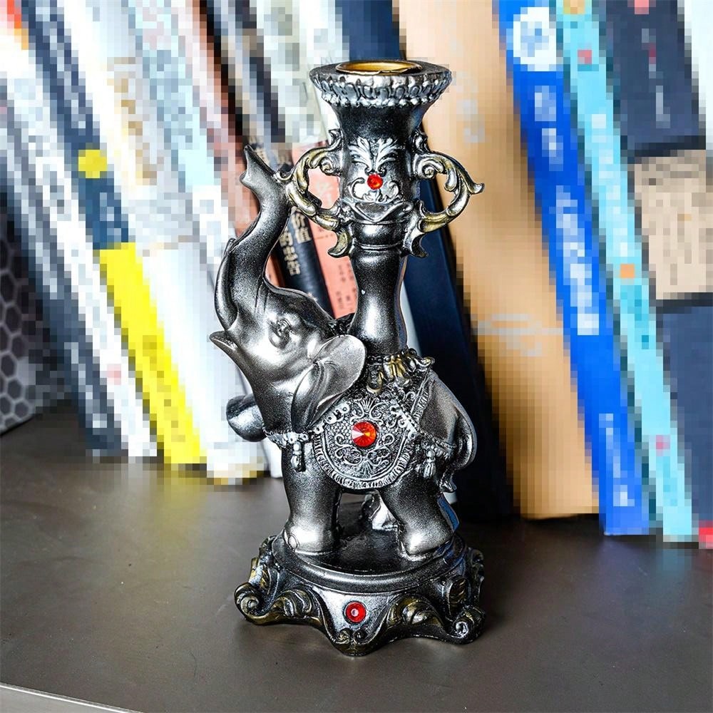 Resin Craft Elephant Candlestick European Style Home Creative ...