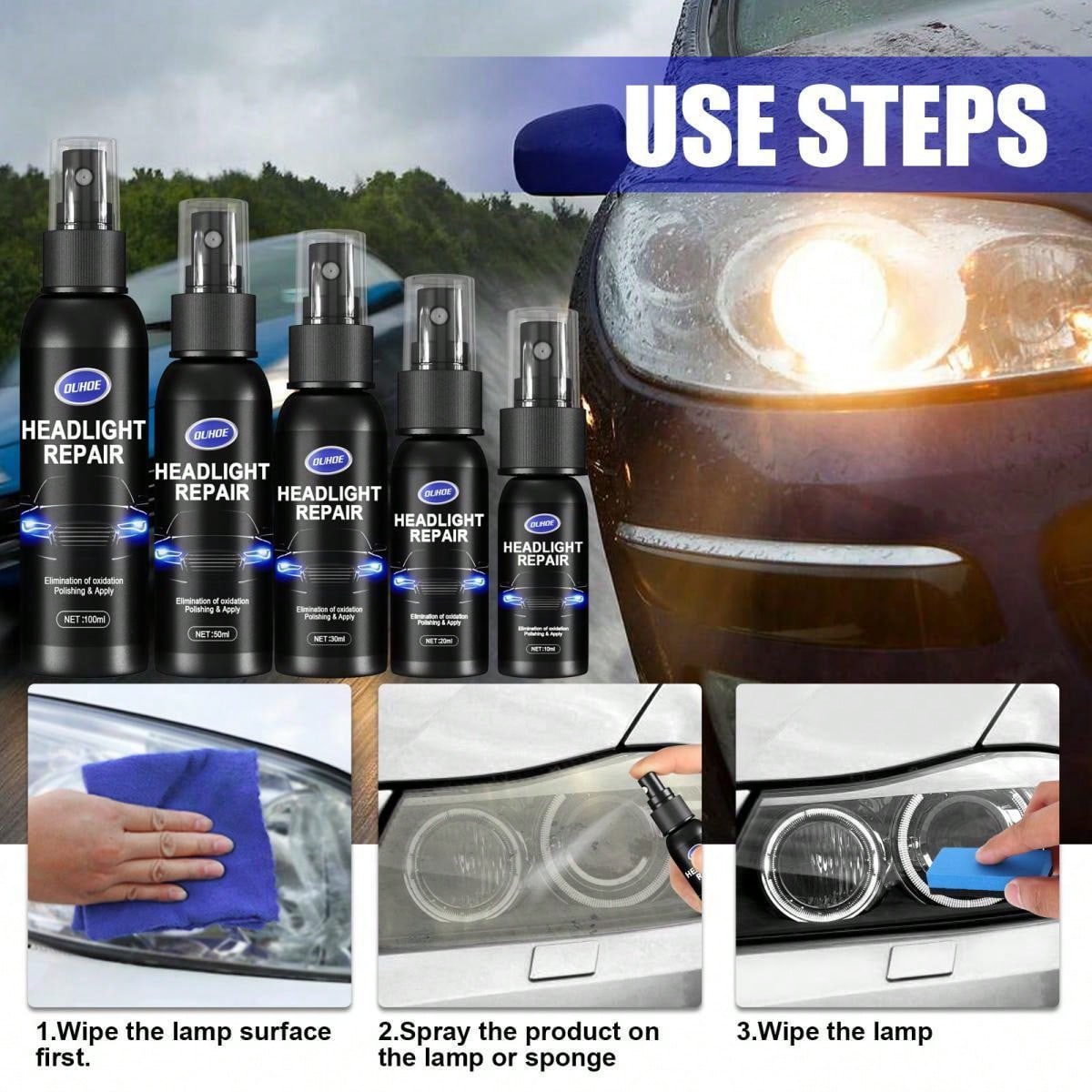 1pc 10ml car headlight repair spray Car Light Restorative Liquid ...