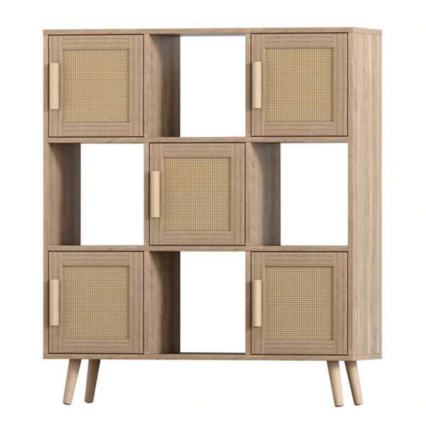 9-Cube Storage Organizer, Storage Cabinet with 4 Open Cubes and 5 ...