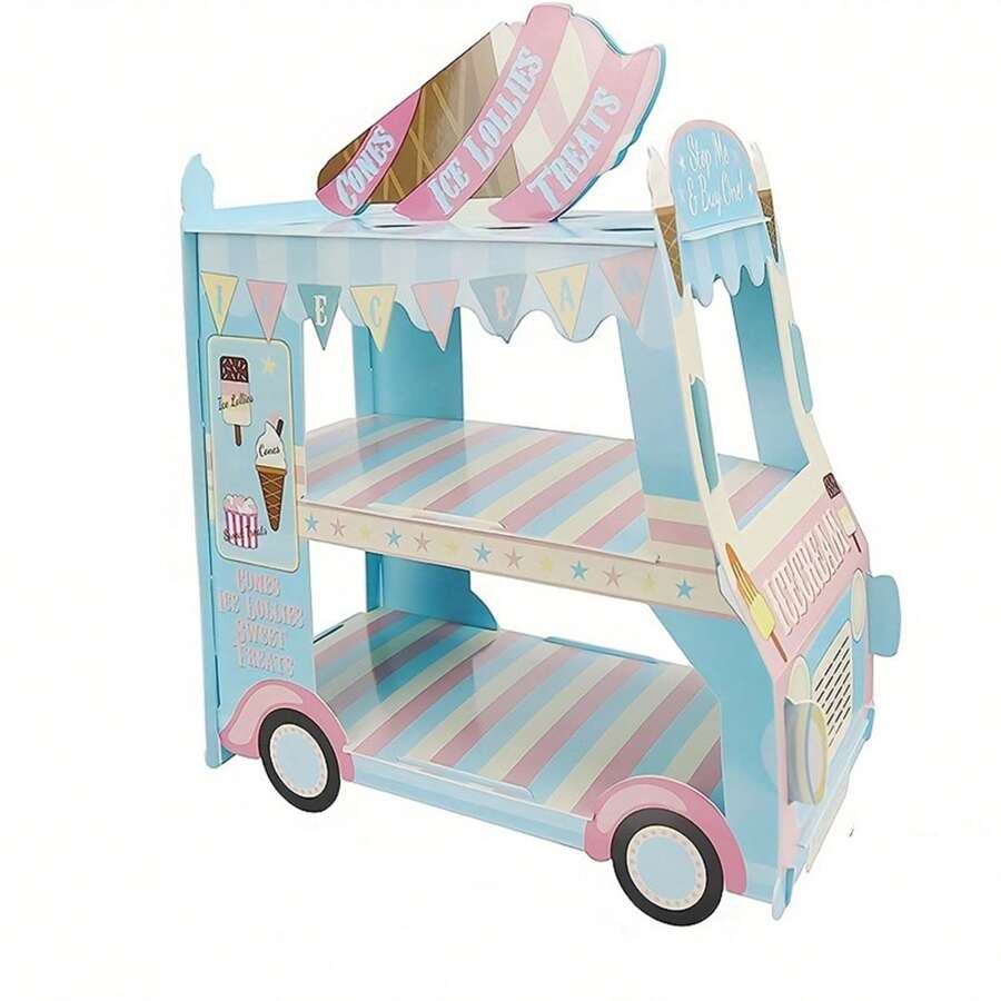 1Pc, 3 Tier Cupcake Stand Ice Cream Van Stand Cars Display Stand Bus ...