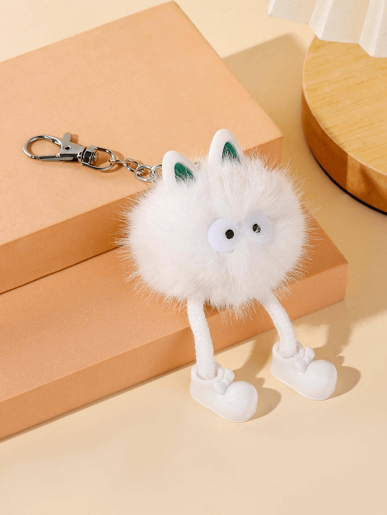 New Cute Funny White Plush Little Monster Bag Charm, Cartoon Stuffed ...