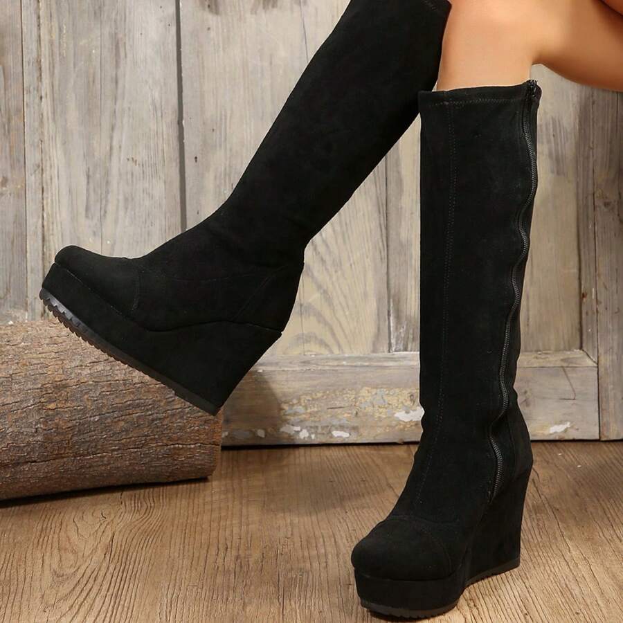 Women's Knee High Thick Platform Wedge Heel Boots That Make You Look ...