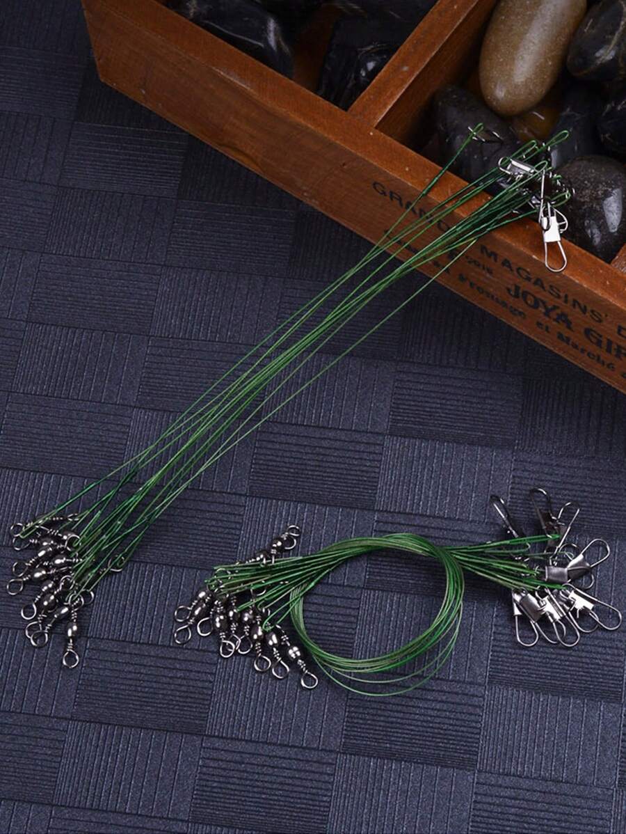 20pcs Fishing Wire Leaders Nylon-Coated Fishing Line Wire Leaders with ...