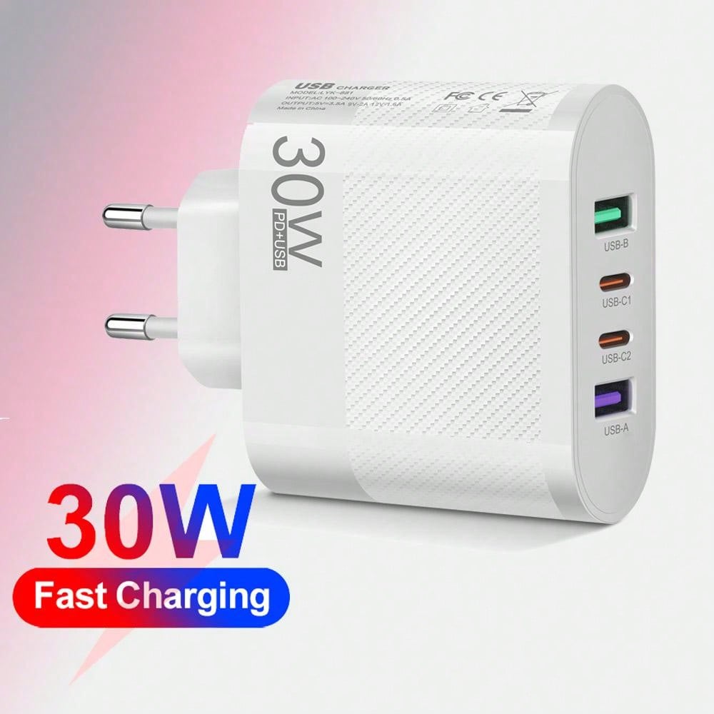 White 3.5a Mobile Phone Charger With Multiple Interfaces Including 2 ...