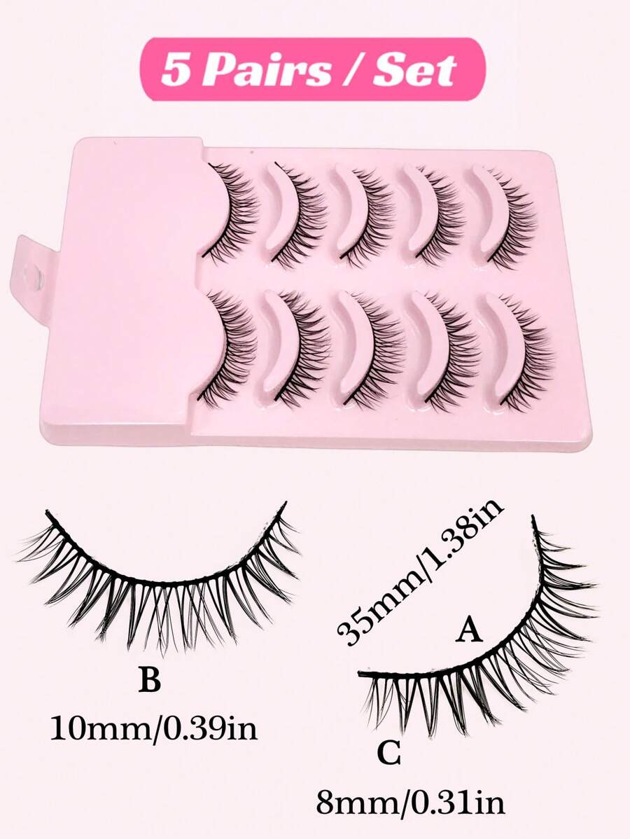 5 pares de pestañas de manga súper naturales Wispy Cross Fairy suaves ...