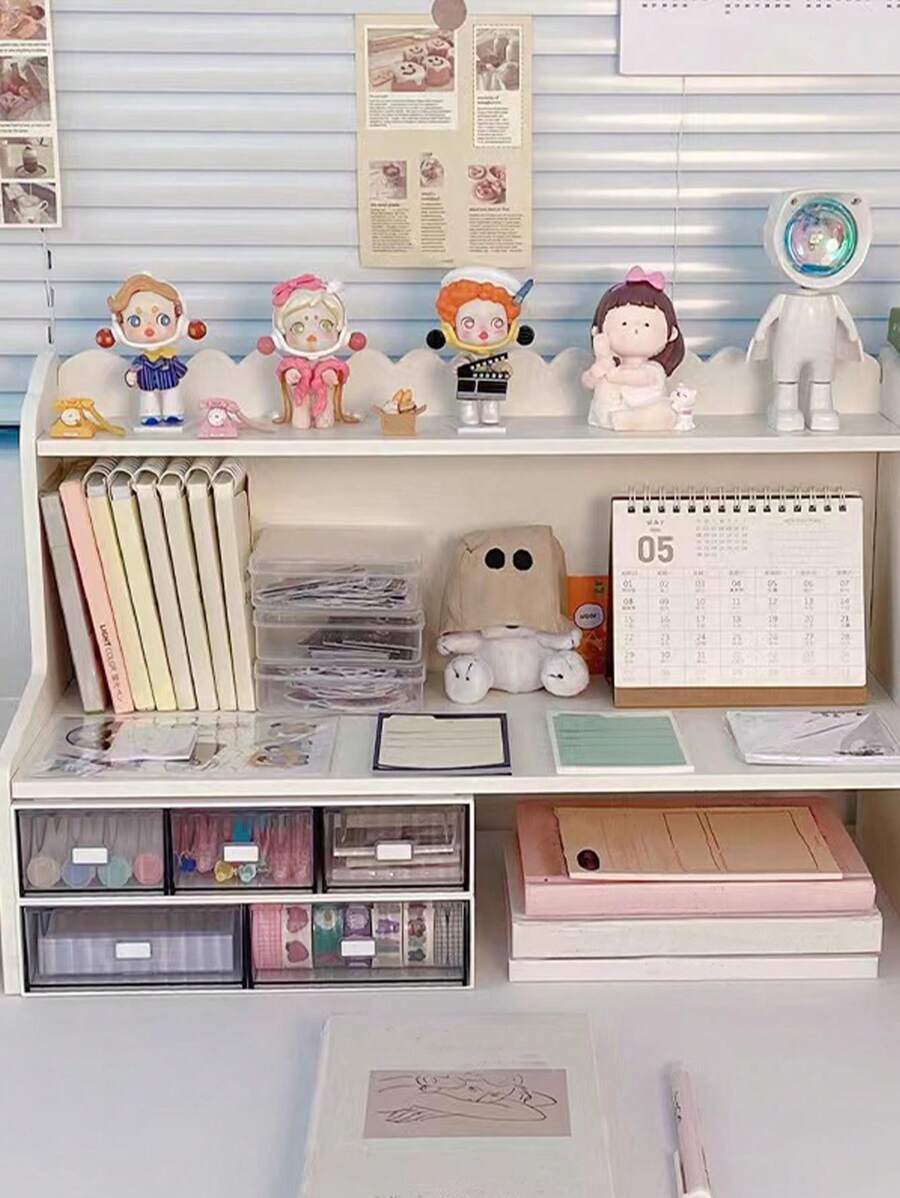 1pc WPC Desktop Storage Rack, Simple White Desktop Organizer For ...