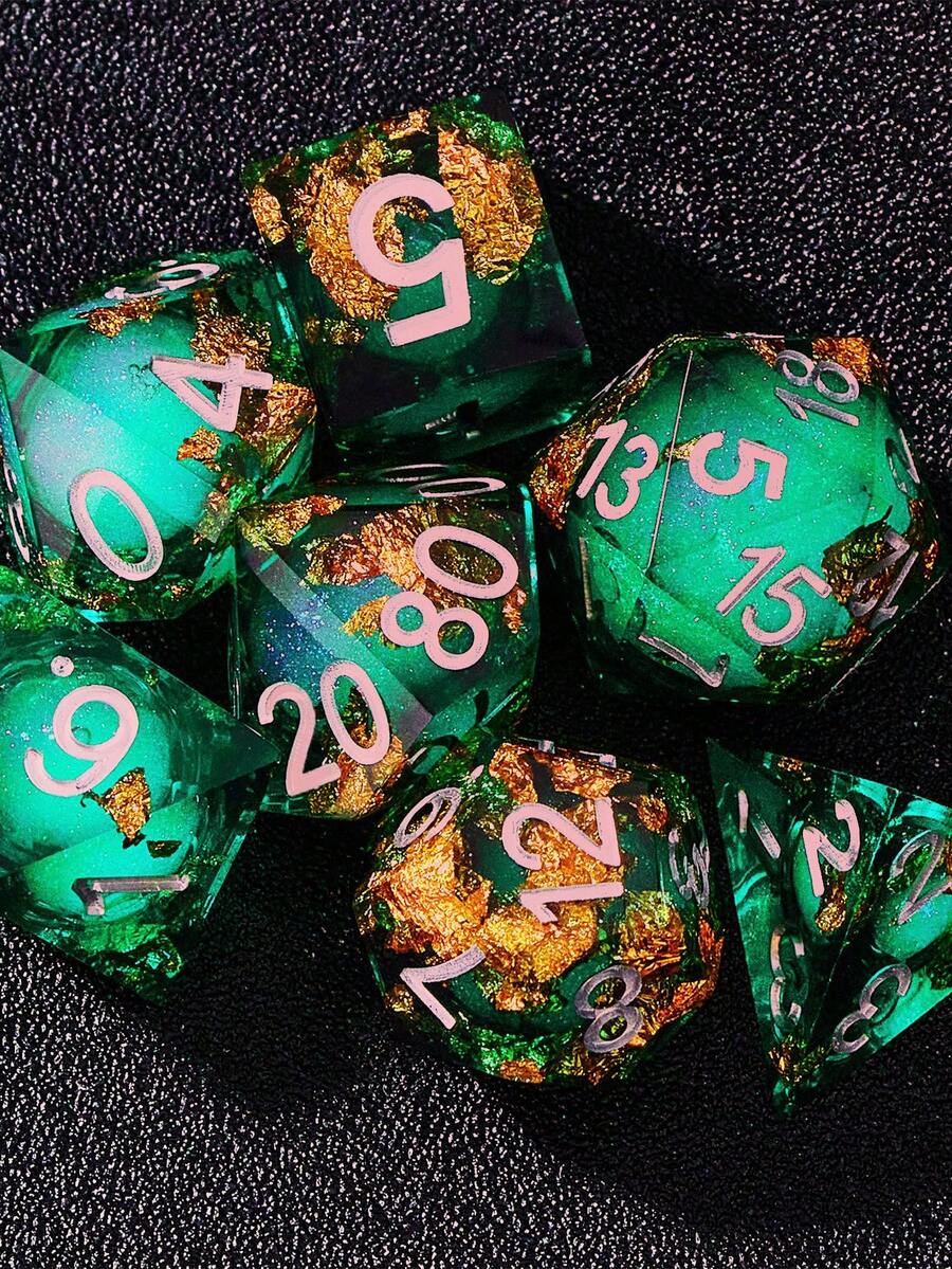 JOYLORD DND Sharp Edge Dice Set - 7-Piece Resin Polyhedral DND Dice ...