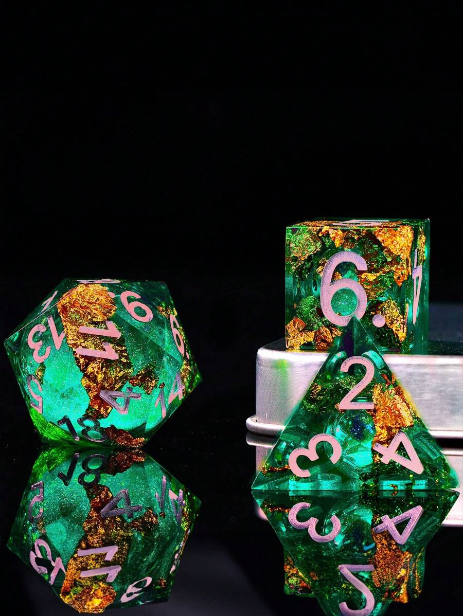 JOYLORD DND Sharp Edge Dice Set - 7-Piece Resin Polyhedral DND Dice ...