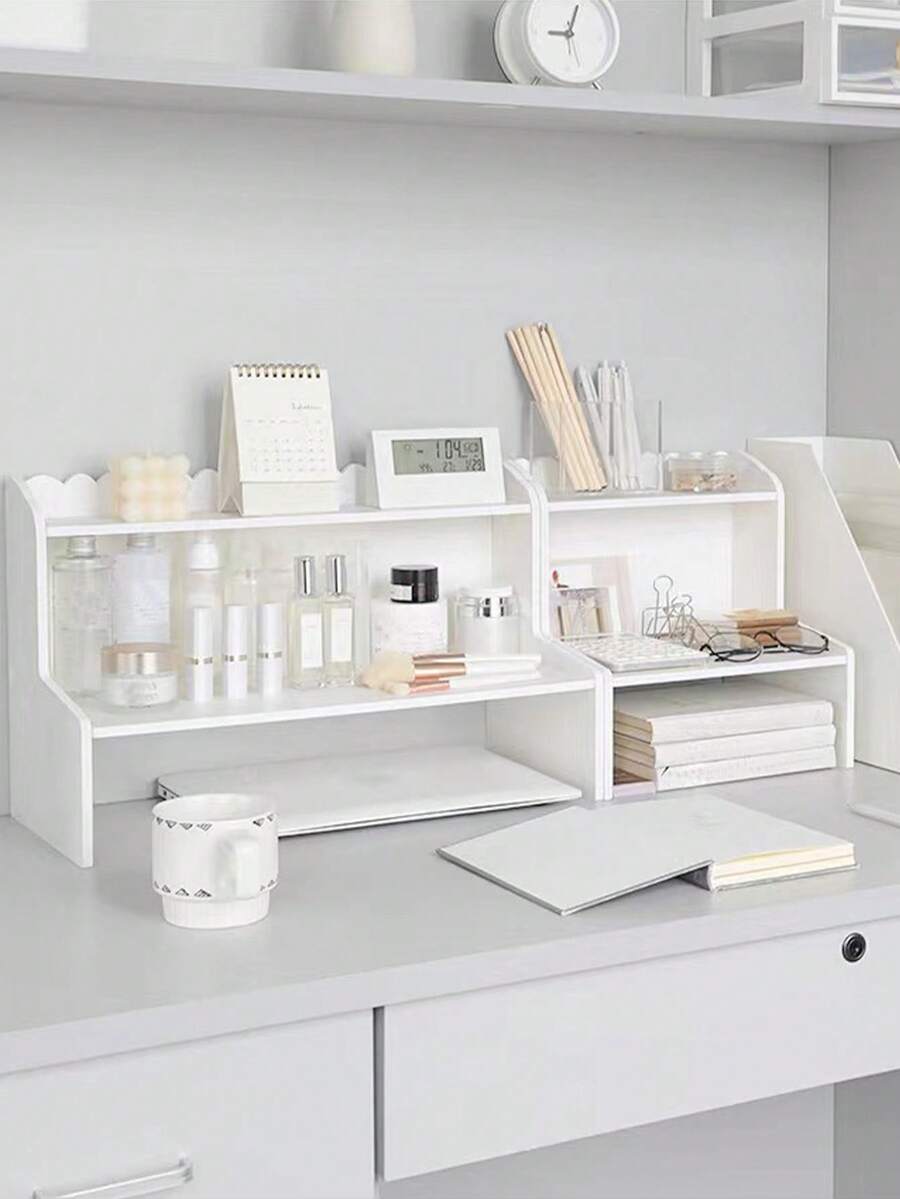 1pc WPC Desktop Storage Rack, Simple White Desktop Organizer For ...