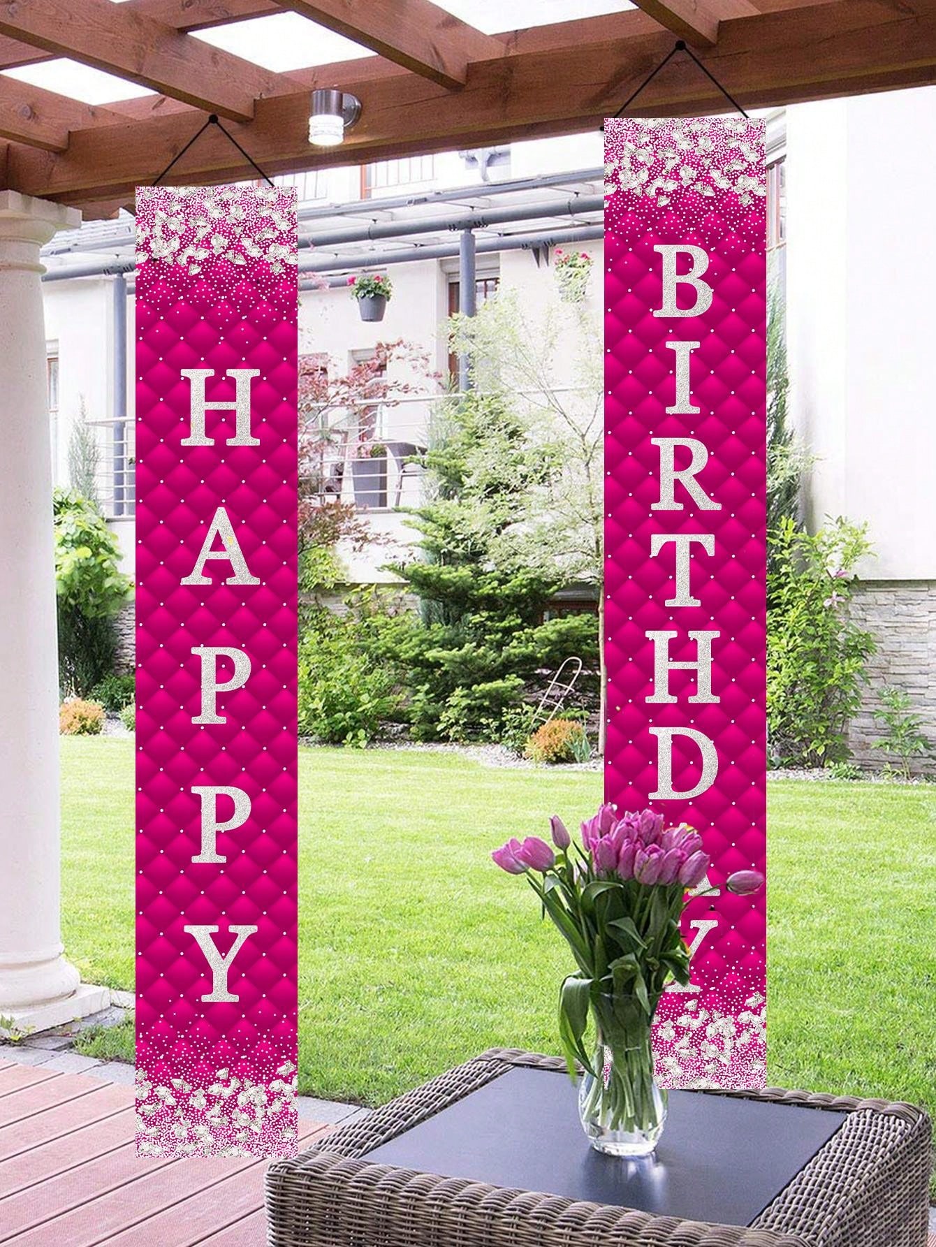 1pc/set Rose Red Birthday Door Curtain, Birthday Party Background ...