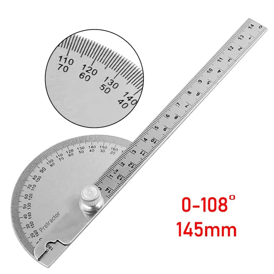 145mm stainless steel 180 protractor angle meter measuring ruler rotary ...