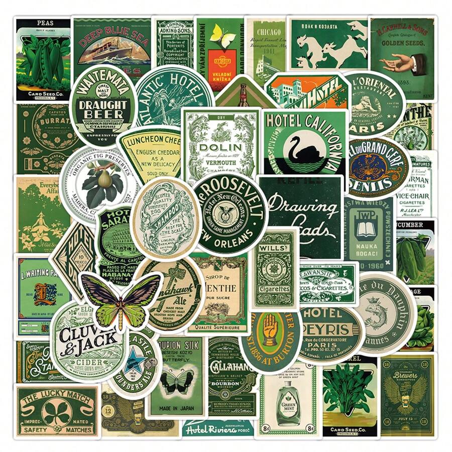 60pcs Green Vintage Stickers | SHEIN USA