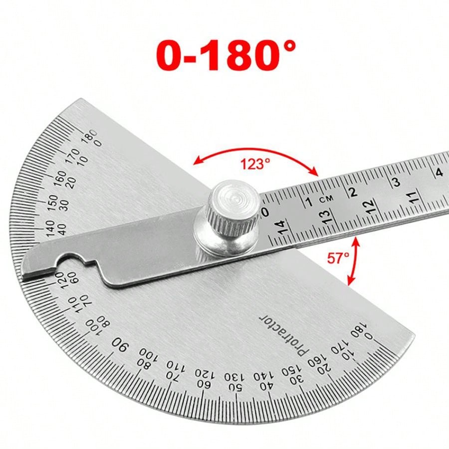 145mm stainless steel 180 protractor angle meter measuring ruler rotary ...