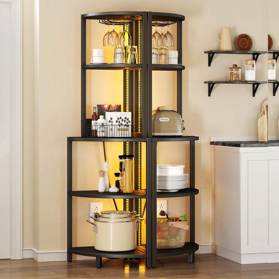 YITAHOME LED Corner Display Shelf Corner Bookshelf Bookcase With Power ...