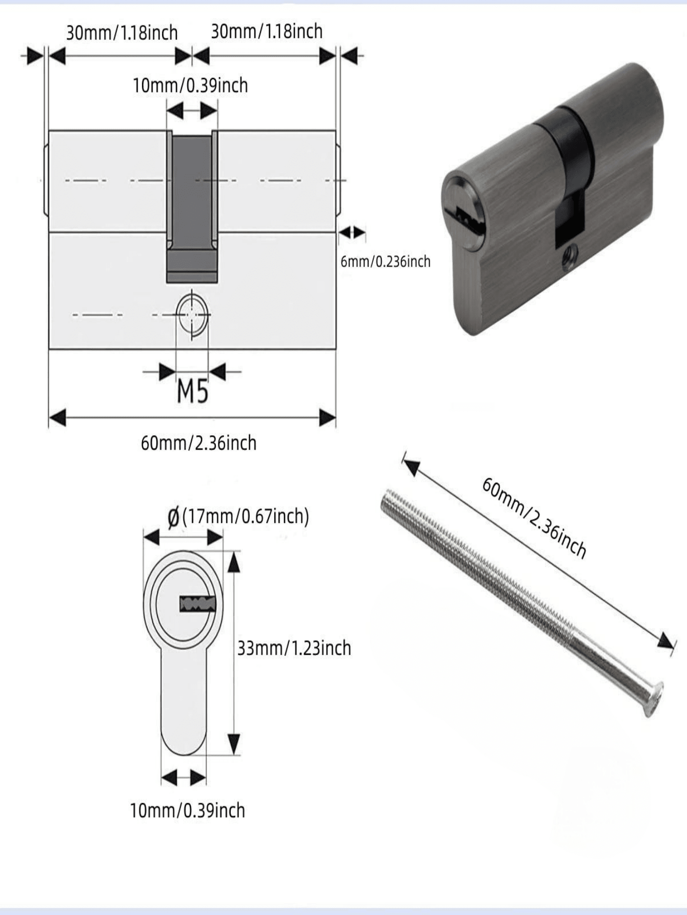 1pc 60mm European Standard Size Zinc Alloy Double-opening Door Lock ...