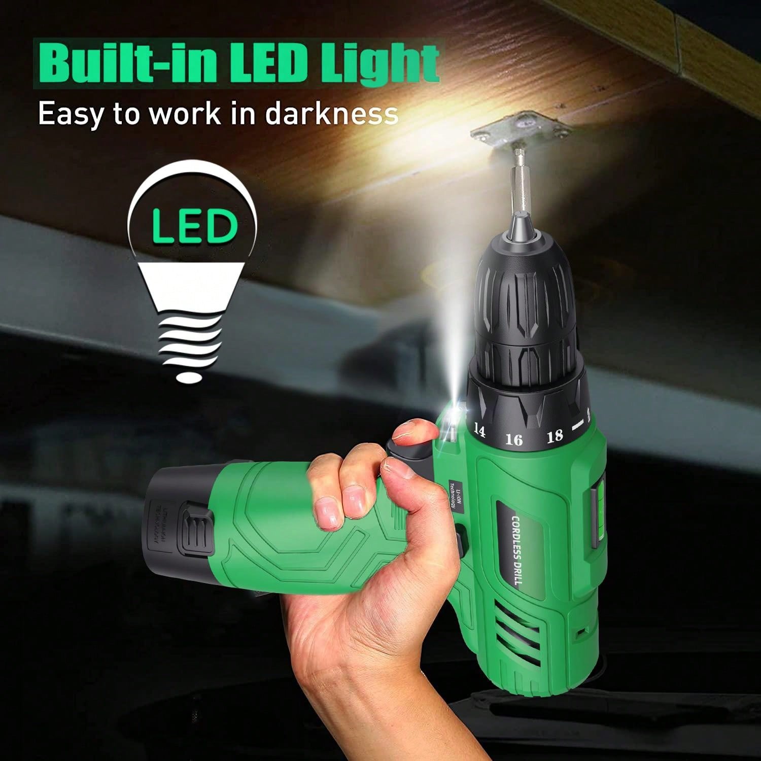 Tegatok 12V All-In-One Cordless Lithium-Ion Drill, Multifunctional ...