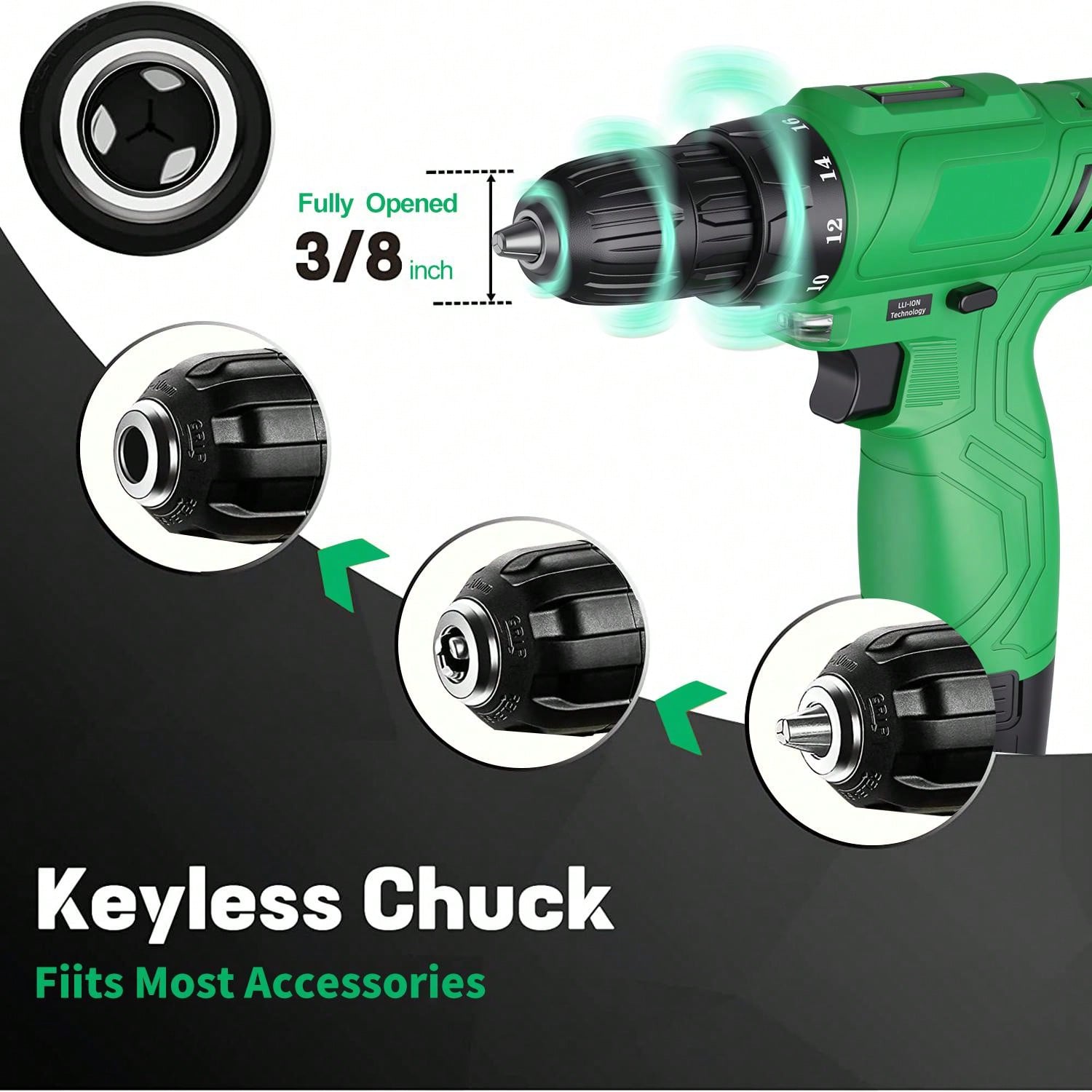 Tegatok 12V All-In-One Cordless Lithium-Ion Drill, Multifunctional ...