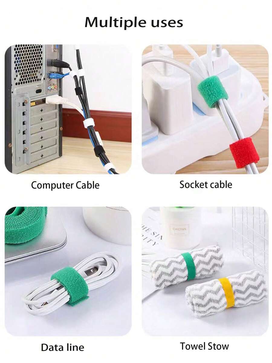 1pc 20 Black Ties Back To Back Data Cable Self-adhesive Cable ...