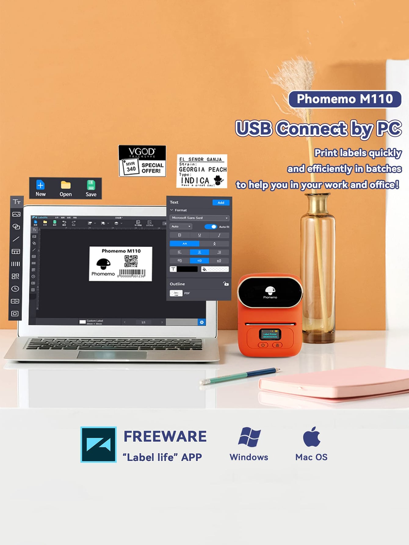 Phomemo M110 Label Makers - Portable Bluetooth Thermal Label Maker ...