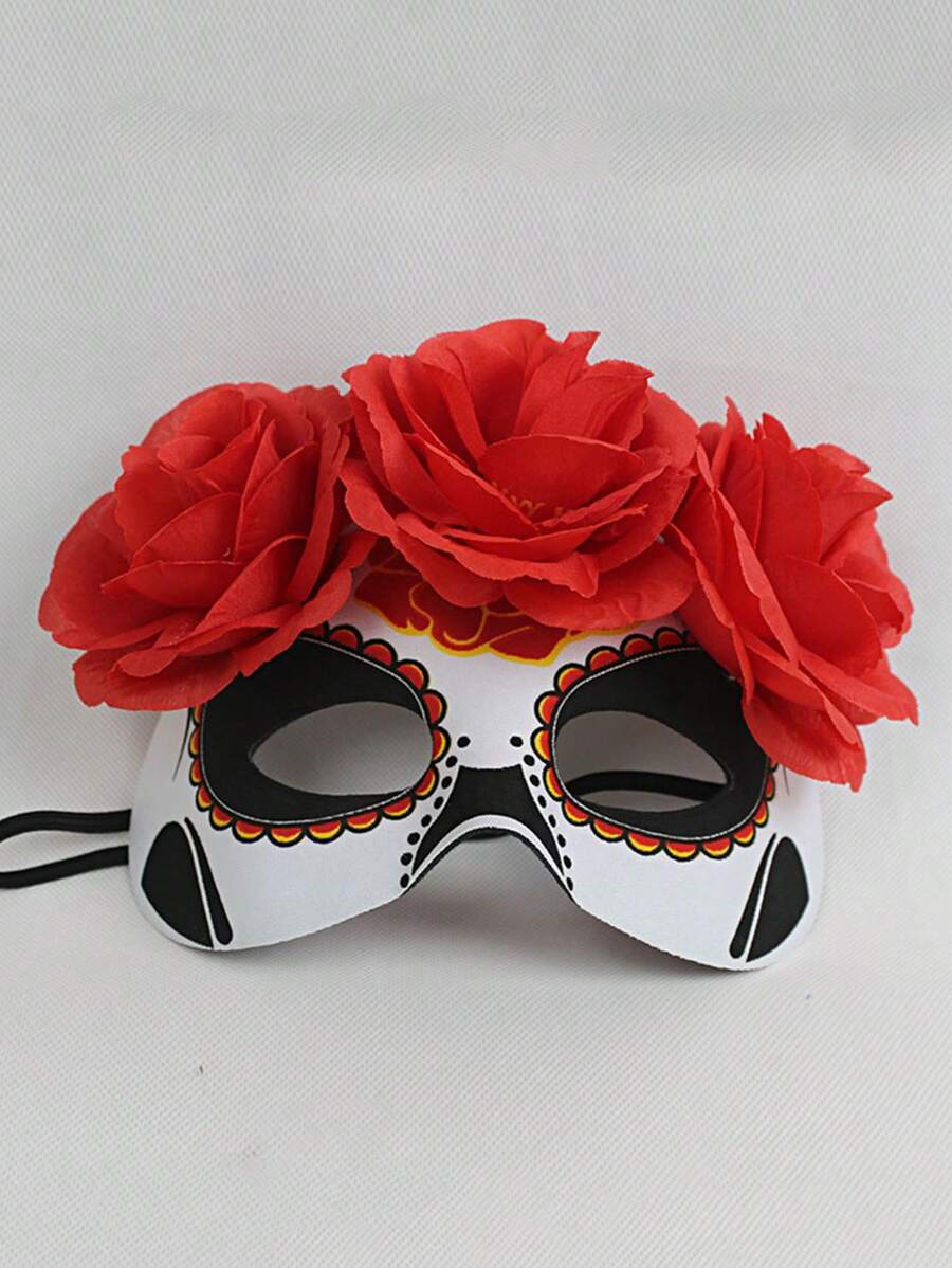 1pc Halloween Flower Mask Couple Half Face Venetian Mask Antique ...