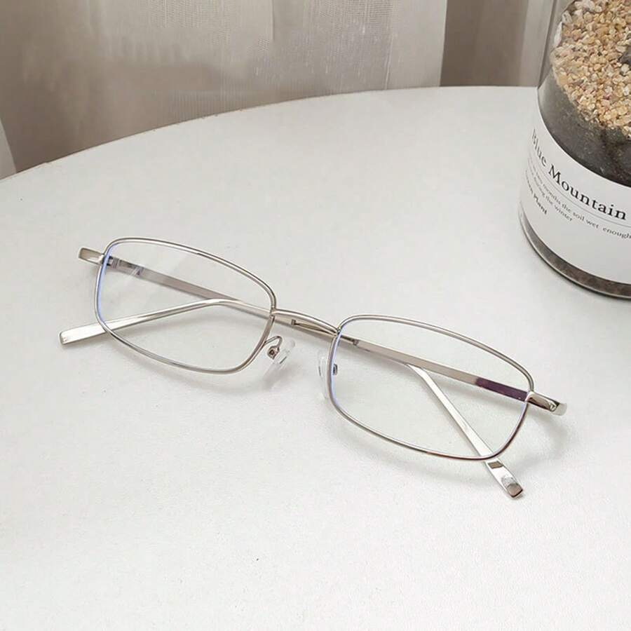 1pc Retro Gold Wire Small Frame Eyeglasses, Rectangular Narrow Frame ...