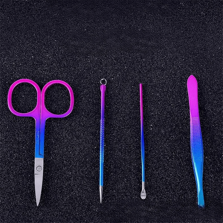 7pcs/set Colorful Gradient Titanium-coated Nail Clippers Kit, Including ...